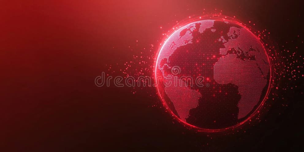 Red Digital Globe with Glowing Dots Representing Data Points Stock ...