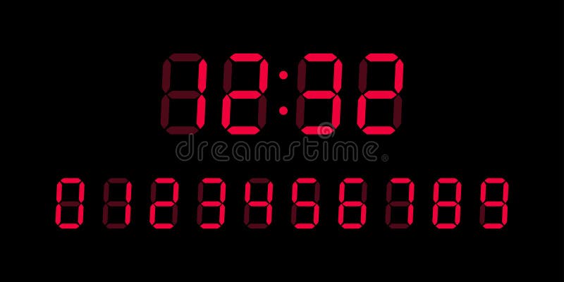 Digital Numbers Clock Red Stock Illustrations – 422 Digital Numbers ...