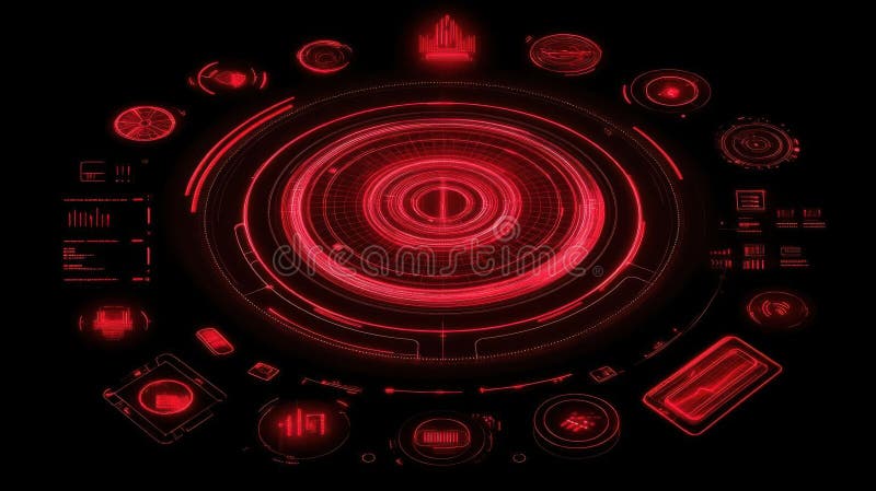 Red Digital HUD Interface stock image. Image of innovation - 368970627