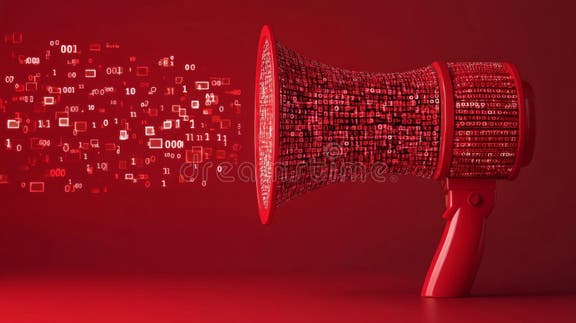 Red Digital Megaphone with Data Stream Stock Illustration ...