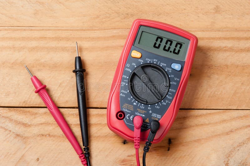 Red digital multimeter stock photo. Image of electricity - 184164858