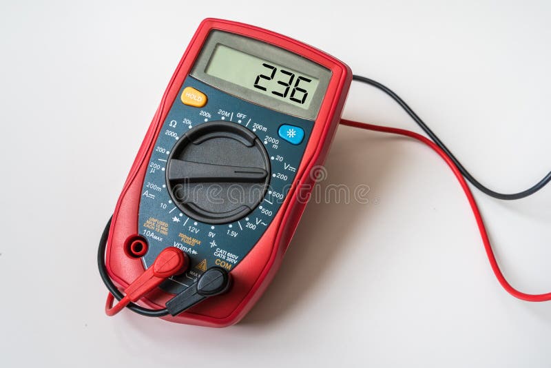 Red Digital Multimeter - on White Background Stock Image - Image of ...
