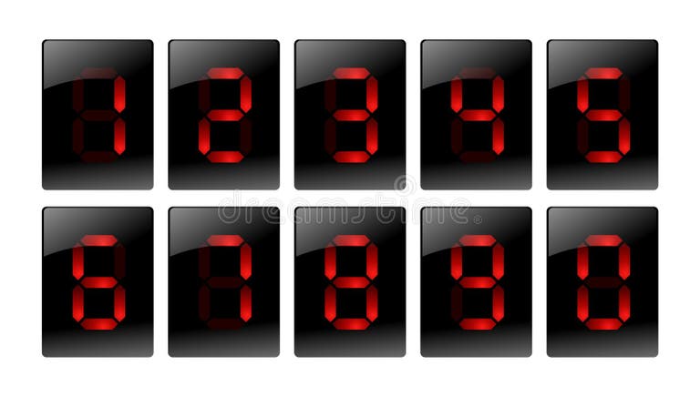 Red digital number icons stock illustration. Illustration of collection ...