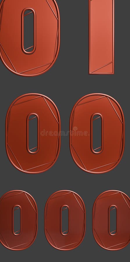Red Digital Numbers with Geometric Design and Binary Code Elements ...