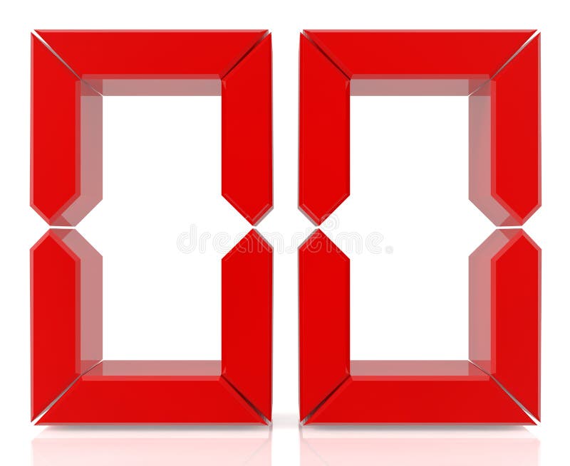 Red Digital Numbers 00 on White Background 3d Rendering Stock ... Red Digital Numbers 00 on White Background 3d Rendering Stock ...