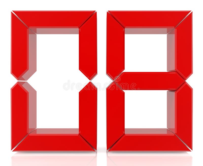 Red Digital Numbers 20 on White Background 3d Rendering Stock ...