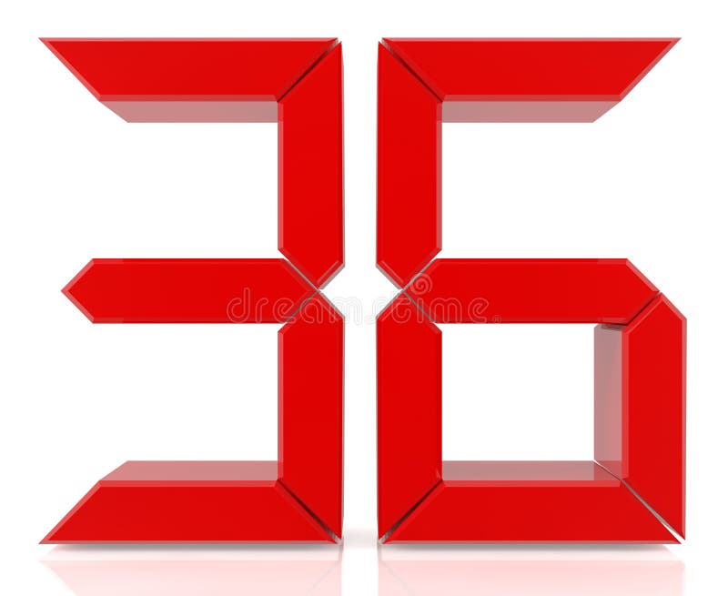 Red Digital Numbers 36 on White Background 3d Rendering Stock ...
