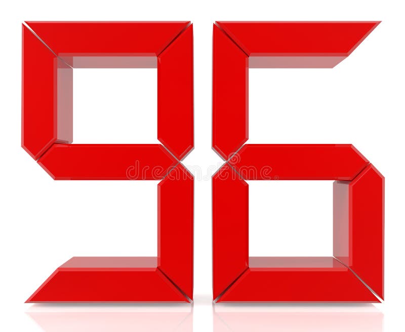 Red Digital Numbers 96 on White Background 3d Rendering Stock ...