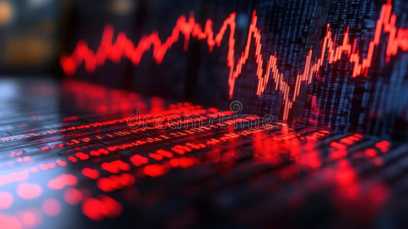 Red Digital Stock Market Chart Showing a Downward Trend AI-generated ...