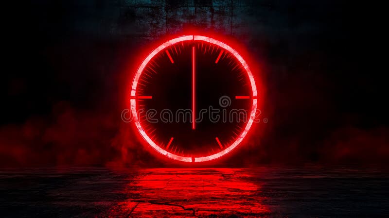 Red Digital Timer Displaying Six O Clock on Dark Background Stock Photo ...