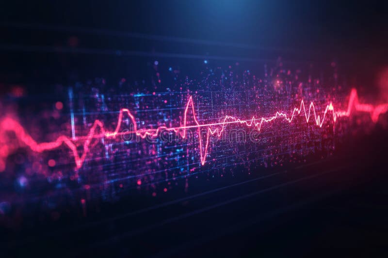 Red Digital Wave is Flowing Across Data Matrix Background, Creating a ...