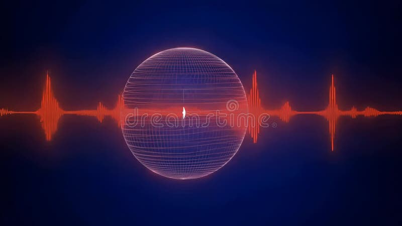 Red Digital Waveform Passing through Glowing Sphere Stock Video - Video ...