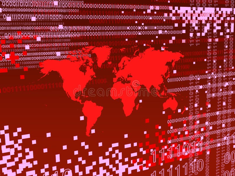 Red Digital Worlmap Background with White Pixels Stock Illustration ...