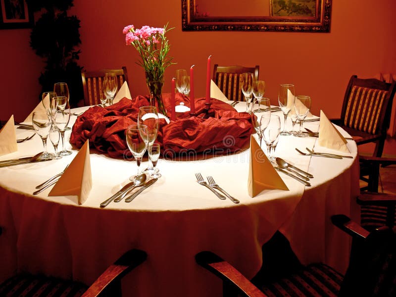Red dining room stock image. Image of diner, candles, fashioned - 6322379