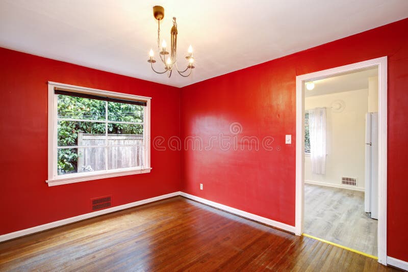 Red Dining Room Interior of Craftsman Style House Stock Photo - Image ...
