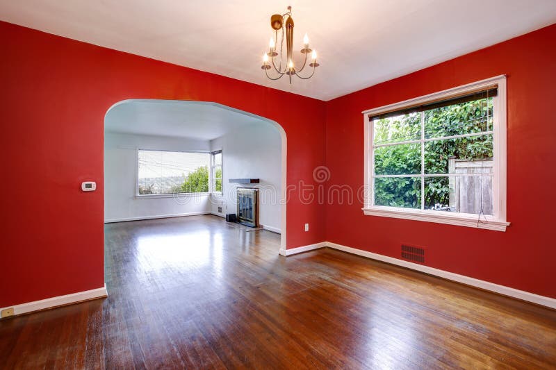 Red Dining Room Interior of Craftsman Style House Stock Image - Image ...