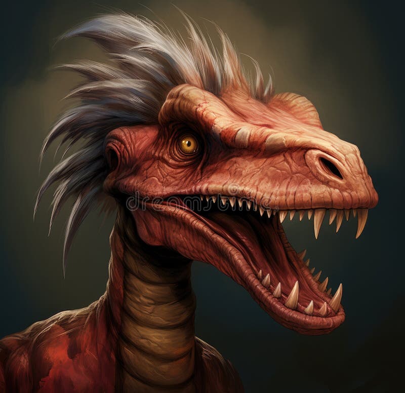 A Red Dinosaur with Sharp Teeth Stock Illustration - Illustration of ...
