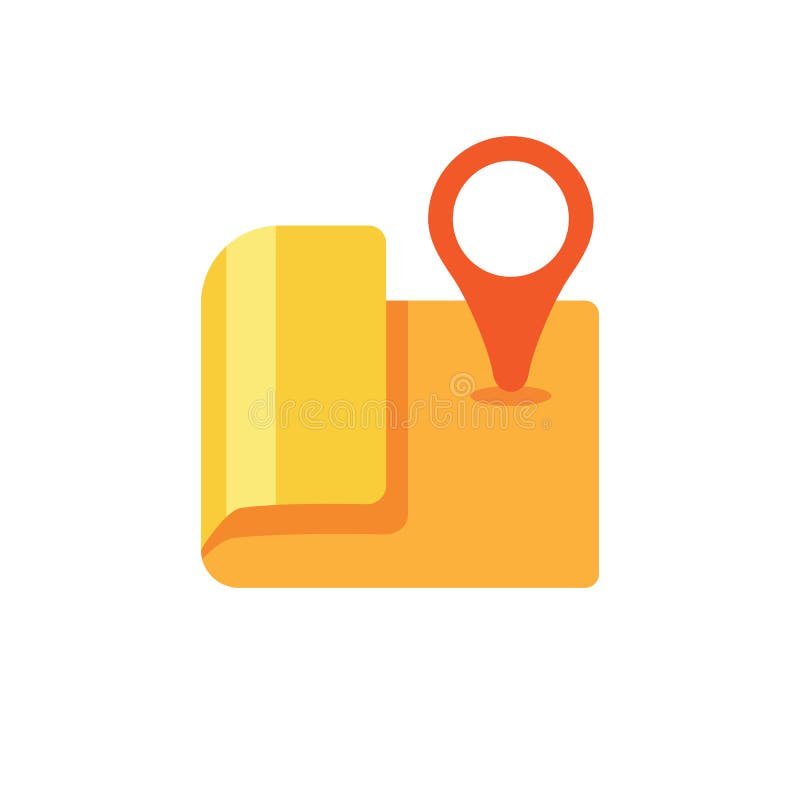 Red Direction Pointer on Folded City Map Stock Illustration ...