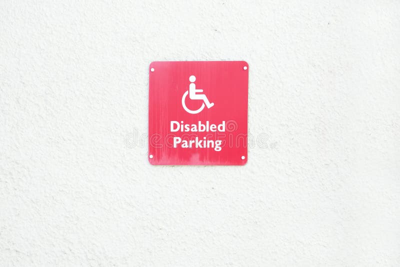 Red Disabled Sign On Blank White Wall Stock Image - Image of blue ...