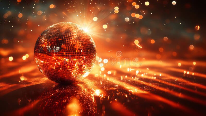 Red Disco Ball with Sparkling Lights and Reflections Stock Illustration ...