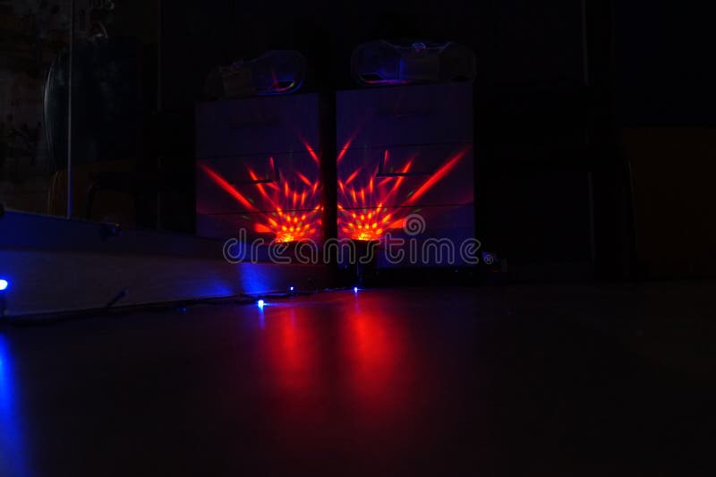 Red Disco Lights on the Wall and Mirror. Stock Photo - Image of ...