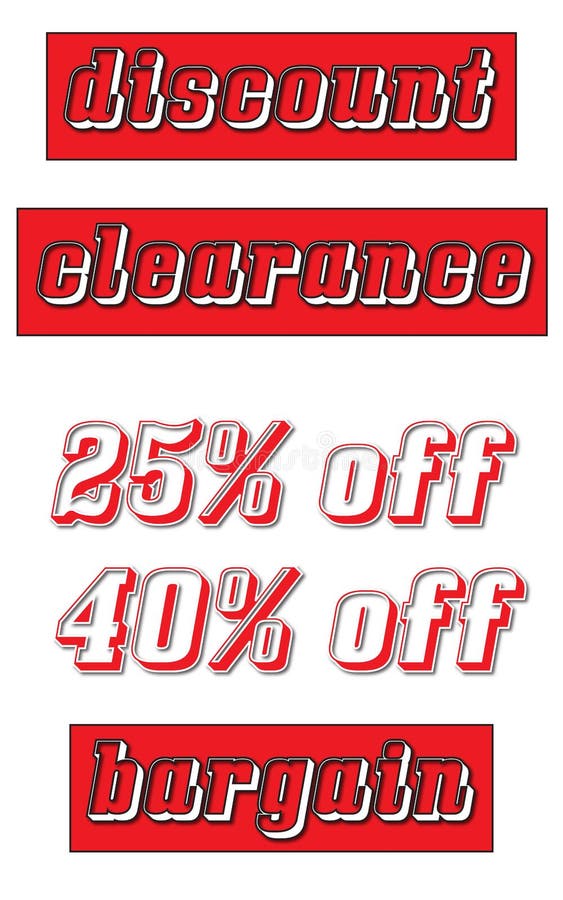 Red Discount Clearance and Bargain Sign Stock Illustration ...