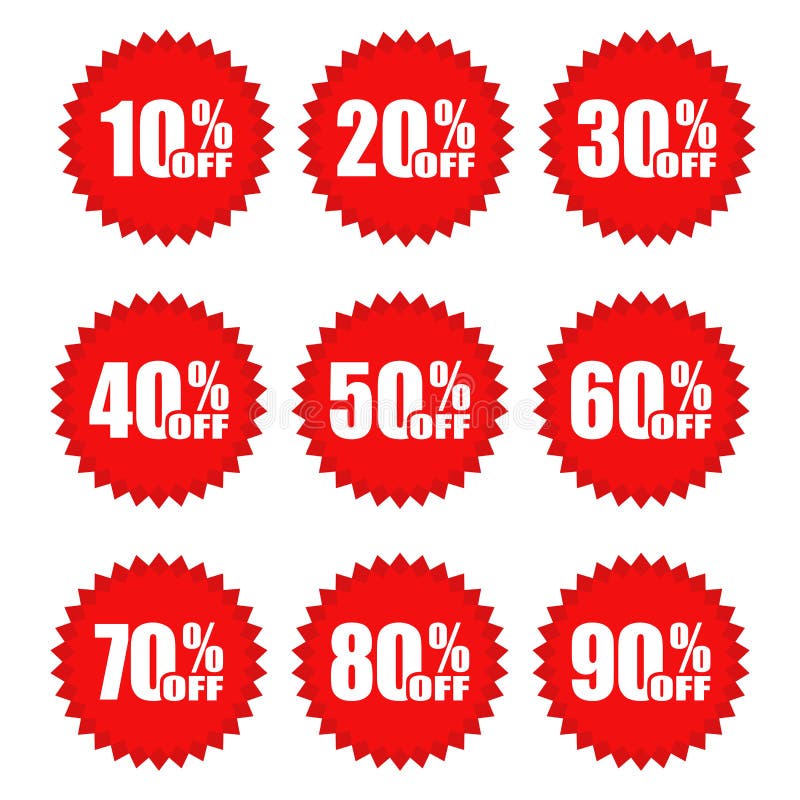 Red Discount Stickers Set. Vector Collection Stock Illustration ...