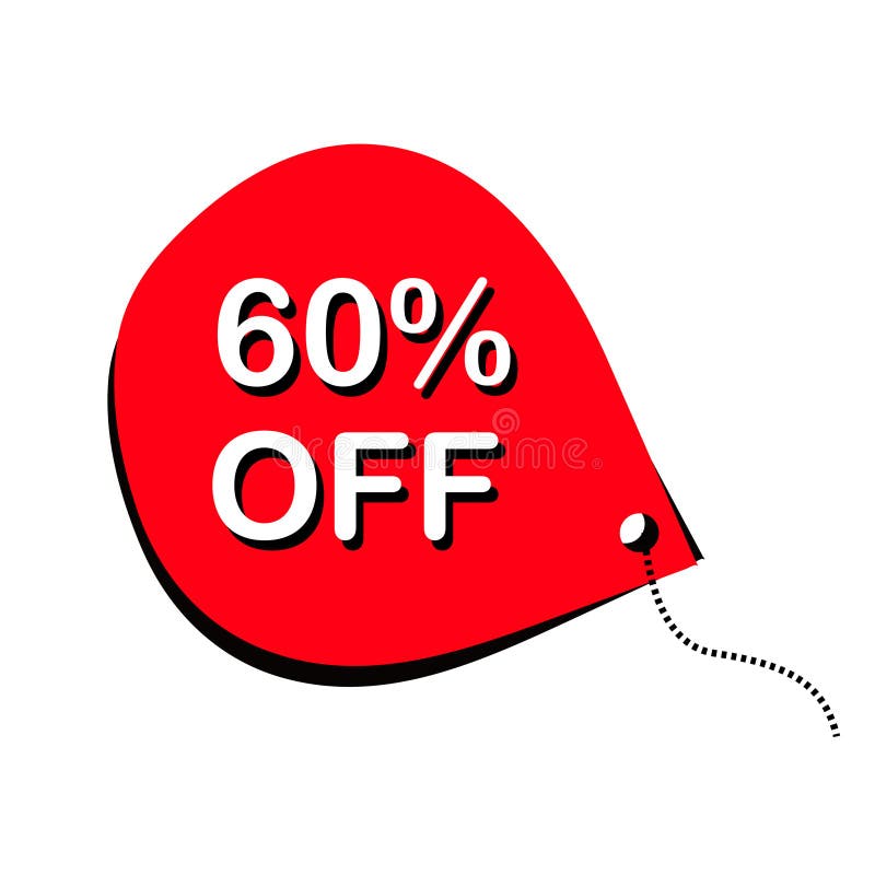 Red Discount Tag with 60 Off Stock Vector - Illustration of label ...
