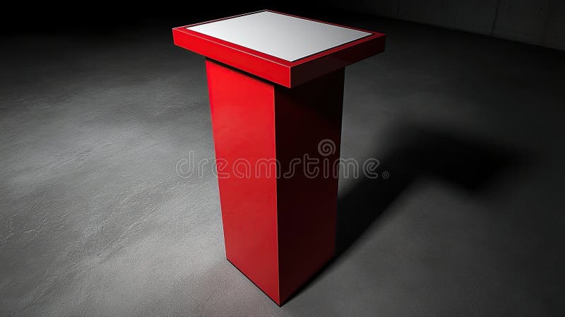 Red Display Pedestal, Blank Top, Dark Studio, Product Showcase Stock ...