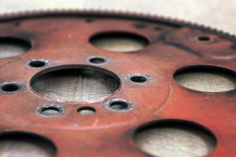 Red distressed flywheel stock image. Image of cast, chevy - 473945