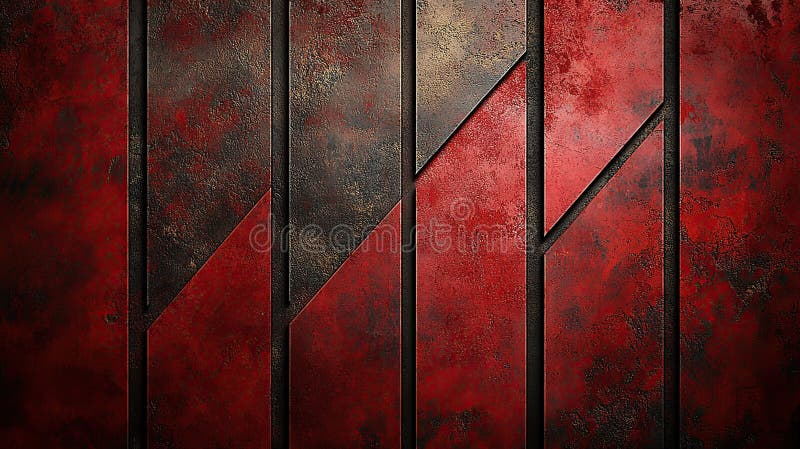 Red, Distressed Metal Panels with Geometric Shapes Stock Illustration ...