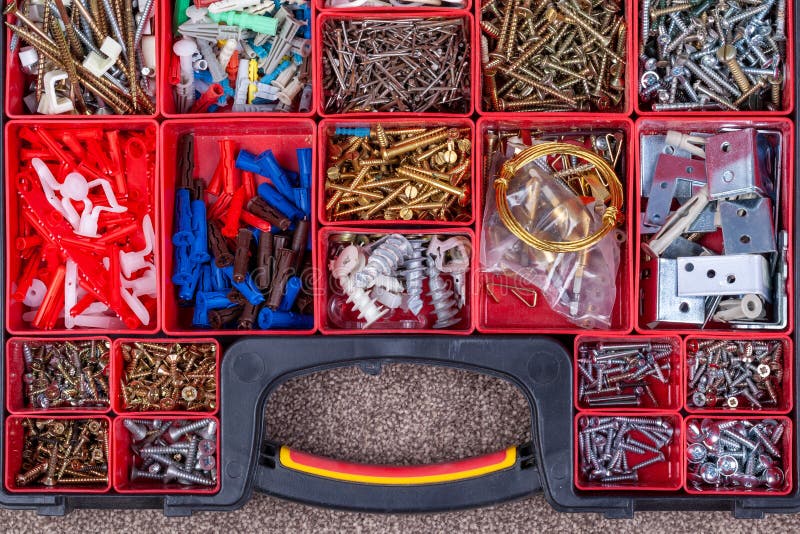 Red DIY storage toolbox stock image. Image of workman - 193877737