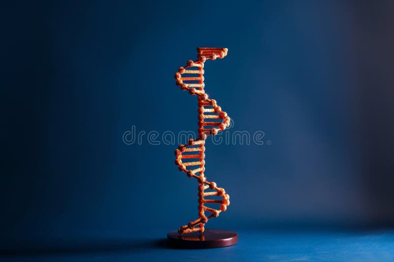 Red DNA Helix Model in a Blue Space, Digital Biotechnology, Abstract ...