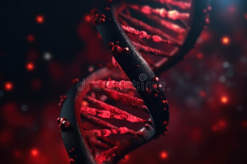 Red DNA Helix, Viewed Under a Microscope. AI Generative Stock ...