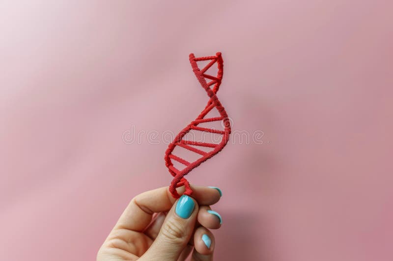 Red DNA Model Held Against a Pink Background, Minimalistic and Elegant ...