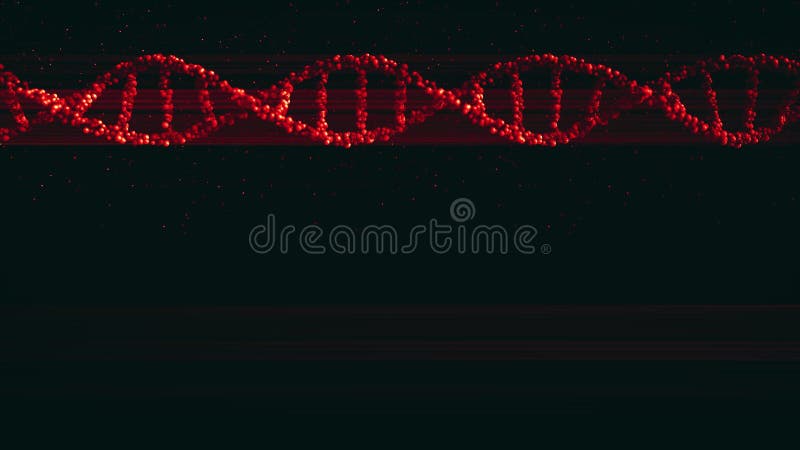 Red DNA Molecule Model and Particles, 3D Rendering Stock Illustration ...