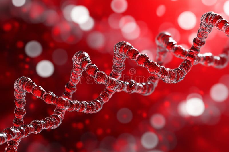 Red DNA Molecules on a Vibrant Background Stock Illustration ...