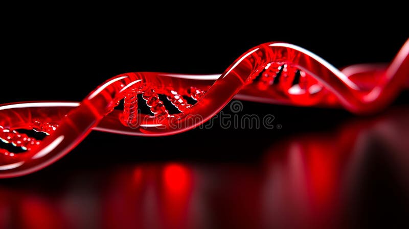 A Red Dna Strand on a Black Background Stock Photo - Image of shape ...