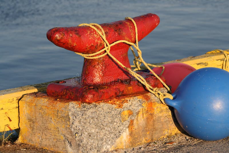 Red Dock Cleat stock photo. Image of newfoundland, yellow - 22493714