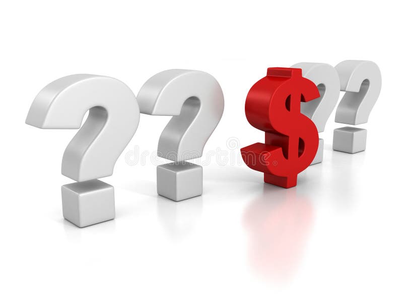 Red Dollar Currency Symbol in Question Marks Crowd Stock Illustration ...