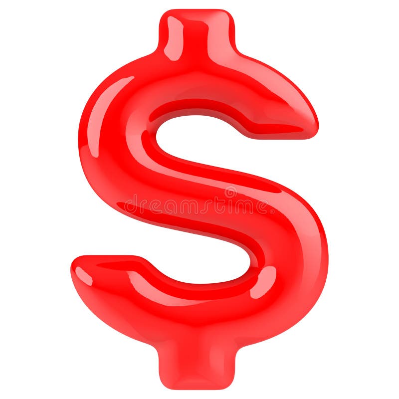 Red Dollar Sign 3D Render with White Background Stock Illustration ...