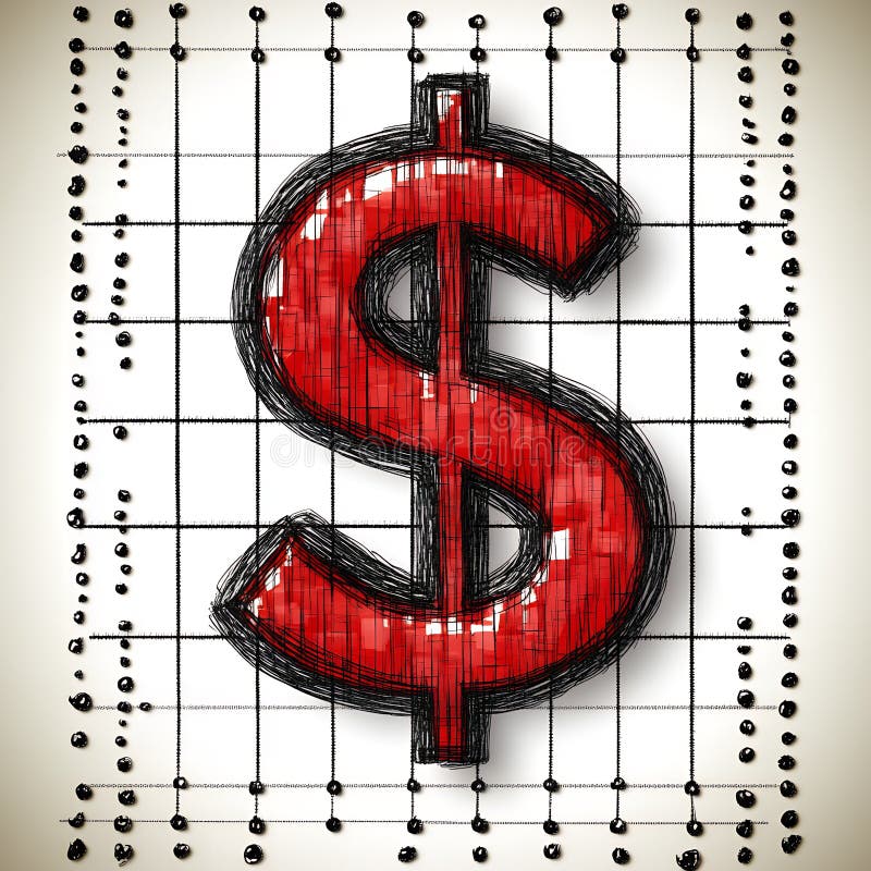 Red Dollar Sign on Grid Paper Stock Illustration - Illustration of ...