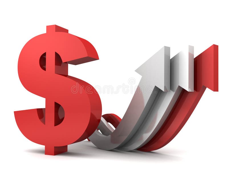 Red Dollar Sign with Growing Up Arrows Stock Illustration ...