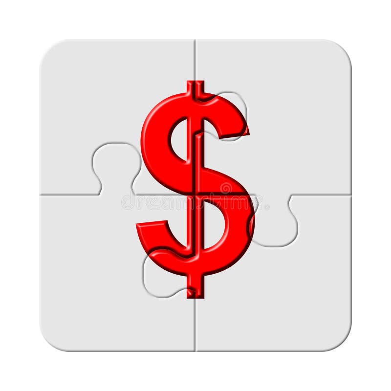 Red Dollar Sign on Jigsaw Puzzle Piece Stock Illustration ...