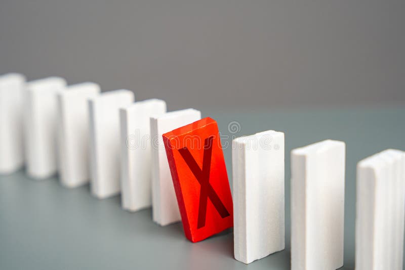 The Red Domino with a Cross Hinders the Whole Process. Breakdown Stock ...
