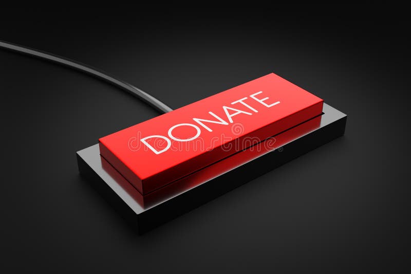 Red Donation Button on Black Background with Cable Stock Illustration ...