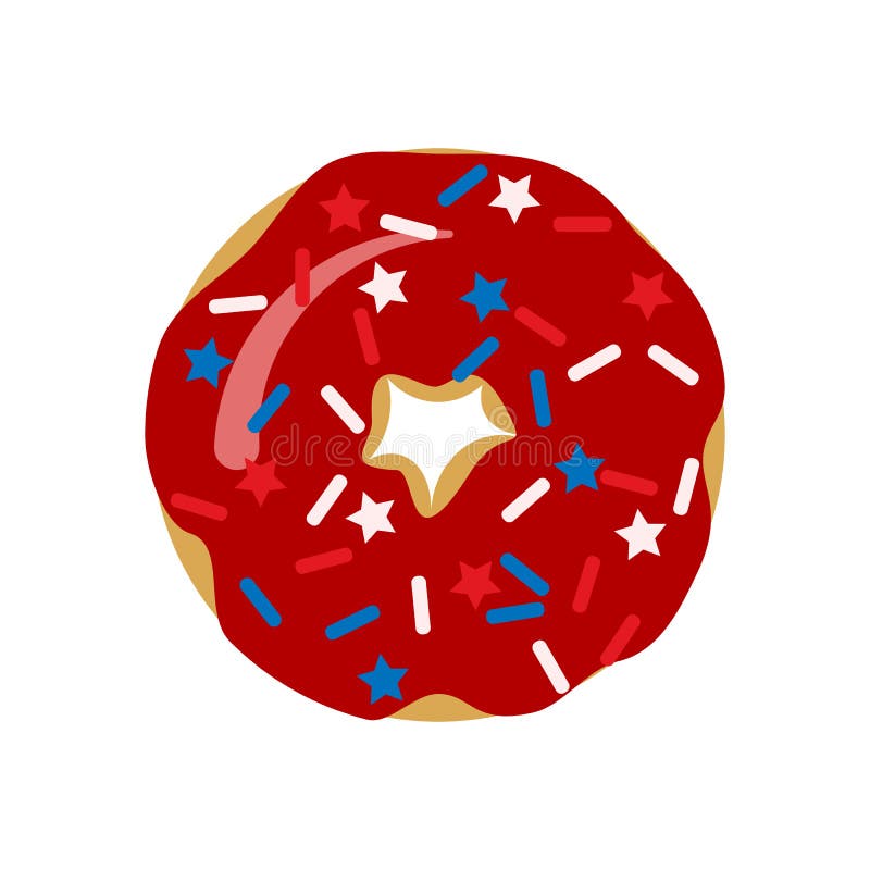 Red donut stock vector. Illustration of stars, cake, colorful - 83857803