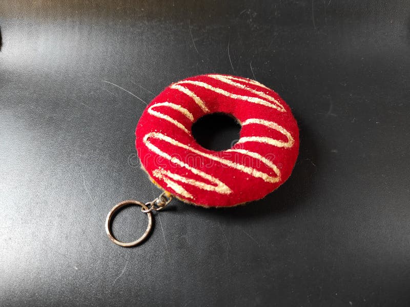 Red Donut-shaped Keychain Craft Stock Image - Image of food, donut ...