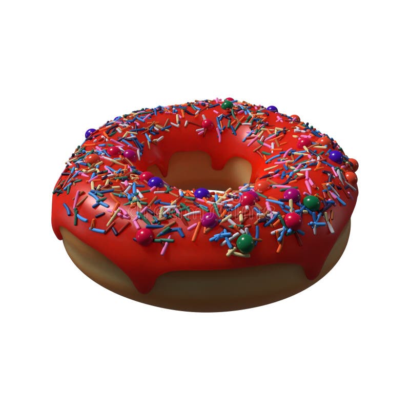 Red Donut with Sprinkles 3D Illustration Stock Illustration ...