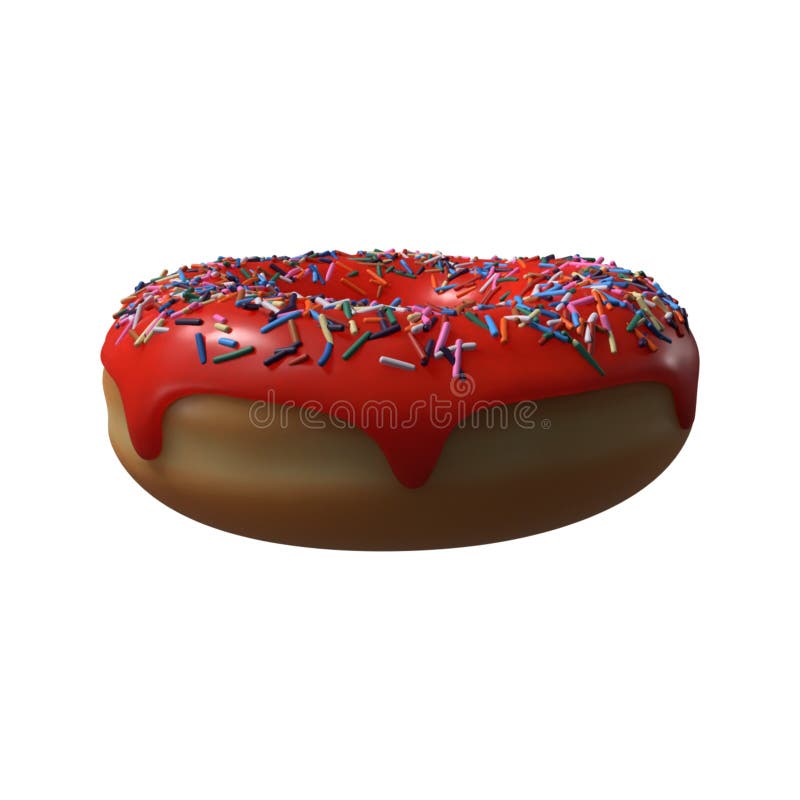 Red Donut with Sprinkles 3D Illustration Stock Illustration ...